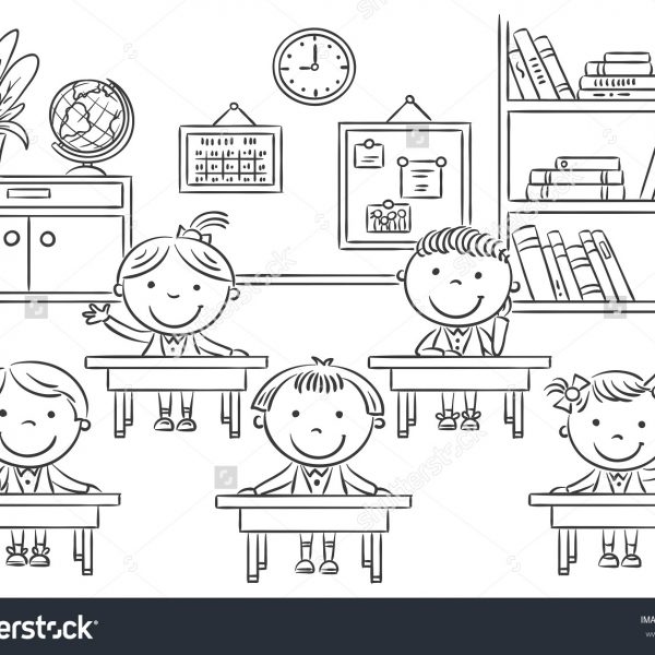 Classroom clipart black and white, Classroom black and white ...