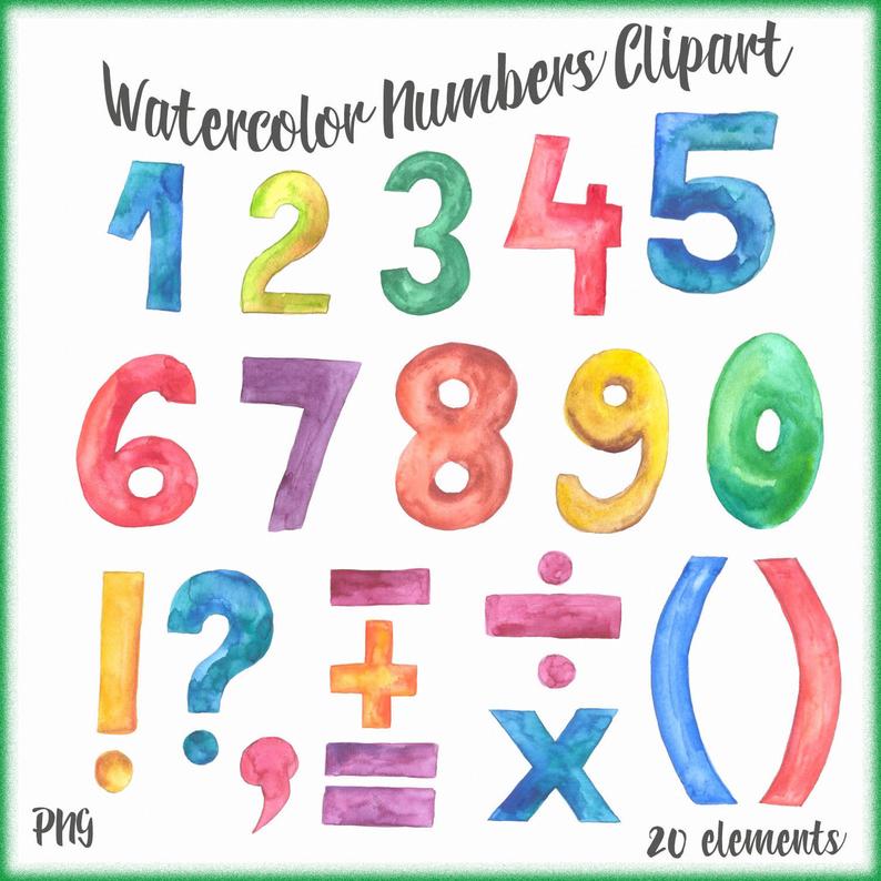 Numbers clipart watercolor, Picture #3018842 numbers clipart watercolor